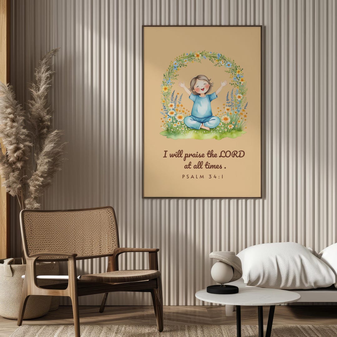 Set of 3 Christian Praise the Lord Nursery Wall Art Print, Bible Verse ...