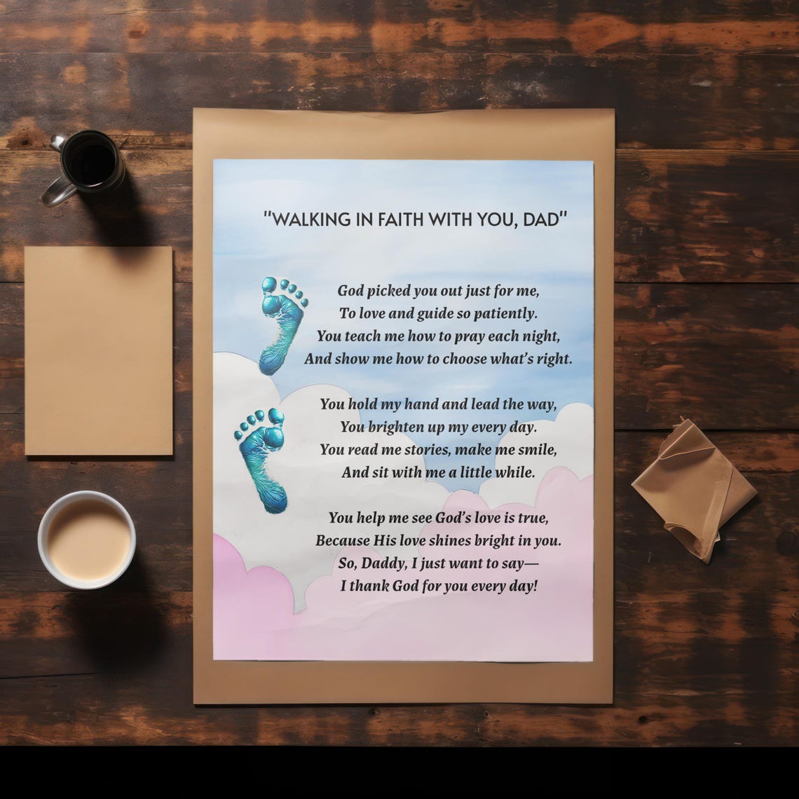 Father's Day Poem Printable |child Kids' Footprint Keepsake Sunday ...