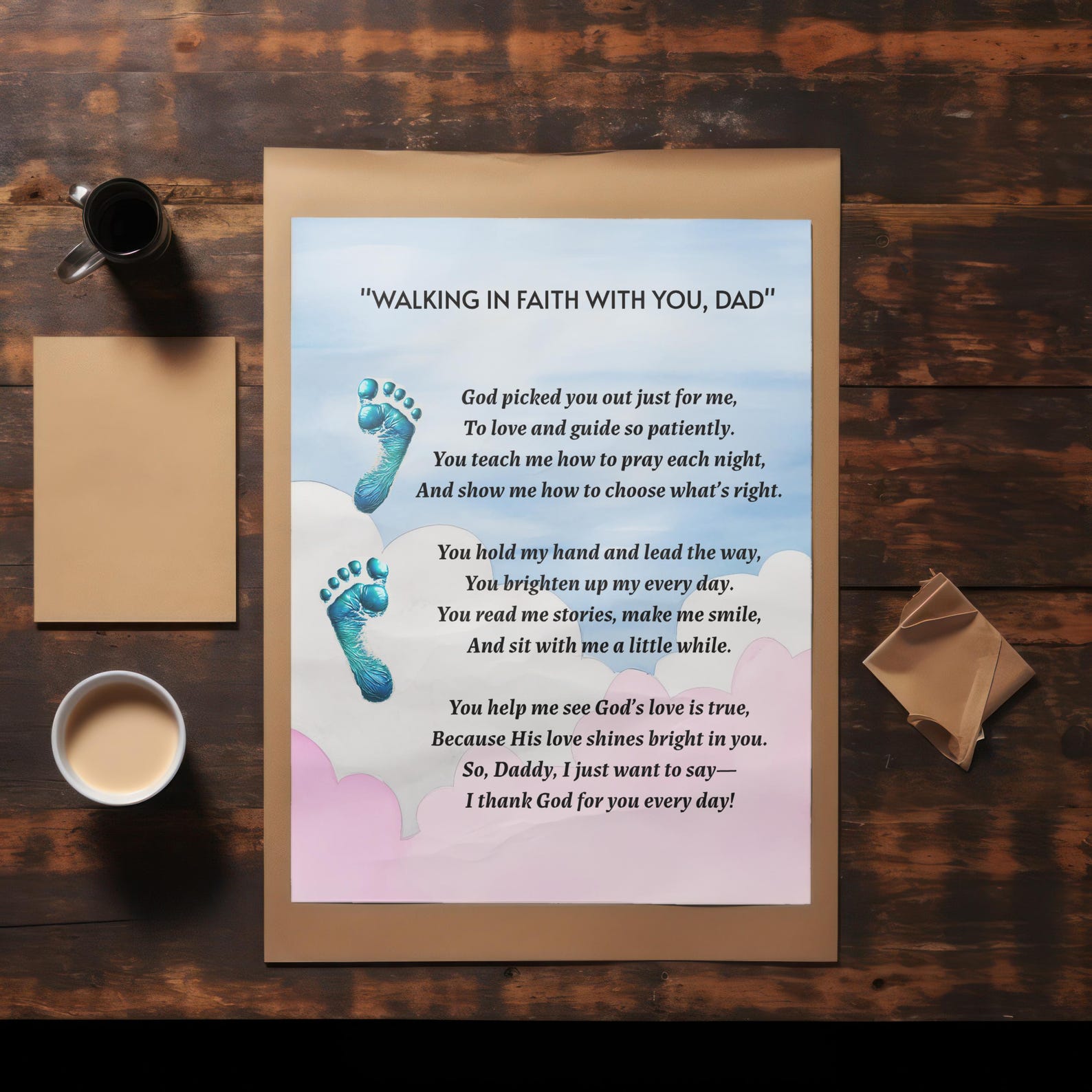 Father's Day Poem Printable |child Kids' Footprint Keepsake Sunday ...