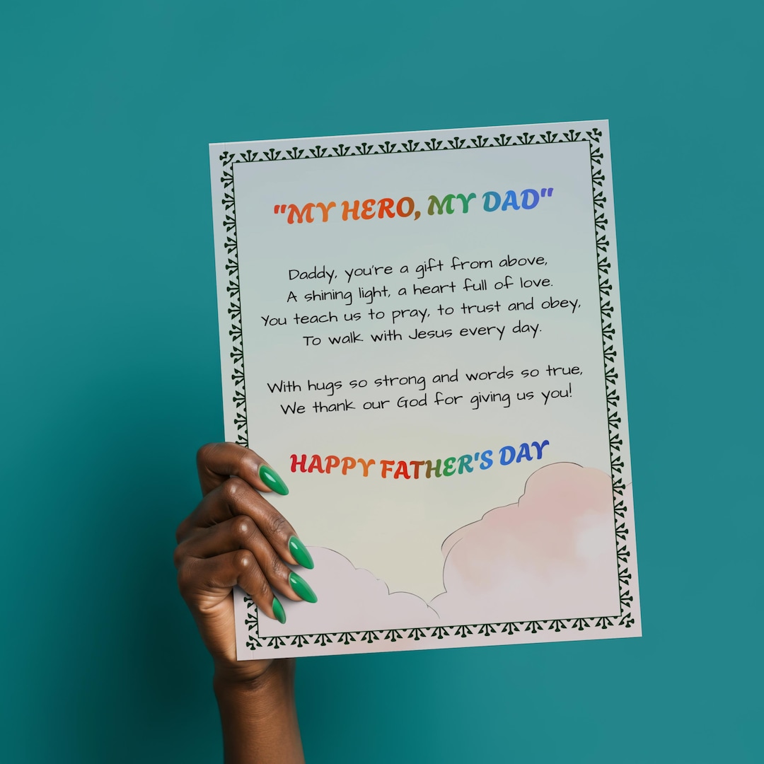 Christian Fathers Day Poem From Kids Gift for Father Day , Sunday ...