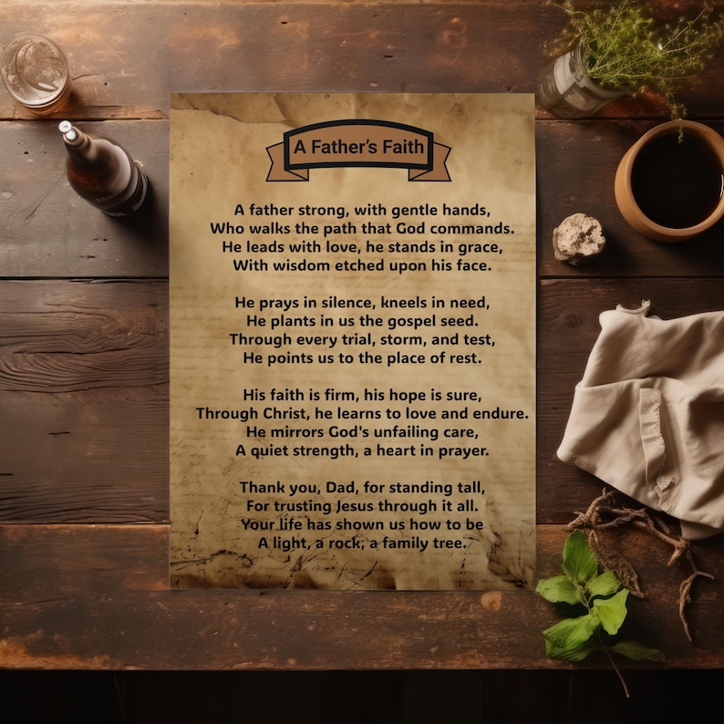 Father's Day Christian Poem | Gift for Dad | Printable Instant Download ...