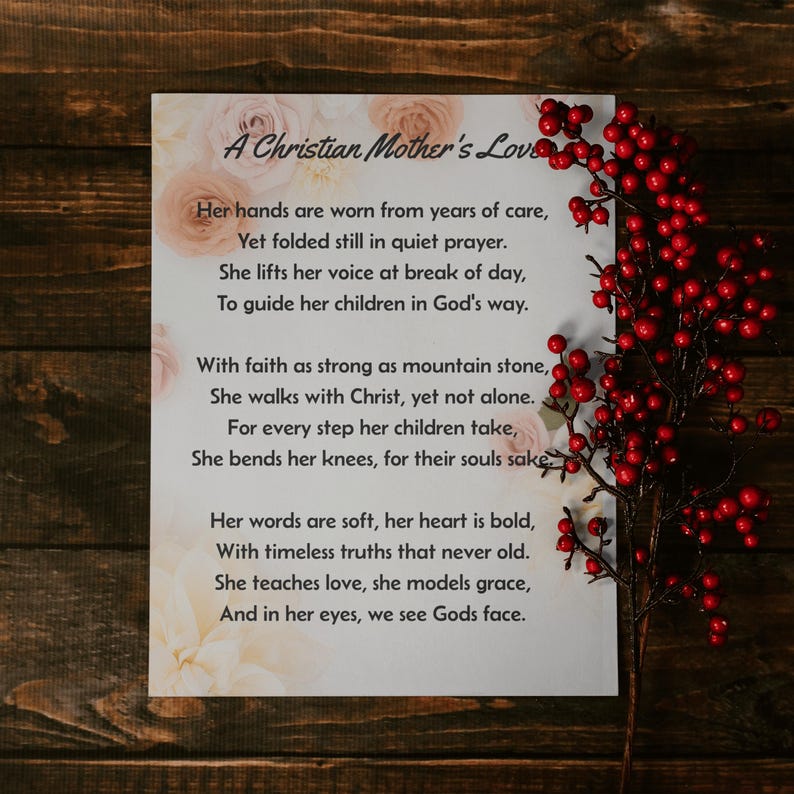 Mother's Day Christian Poem | Gift for Mom | Printable Instant Download ...