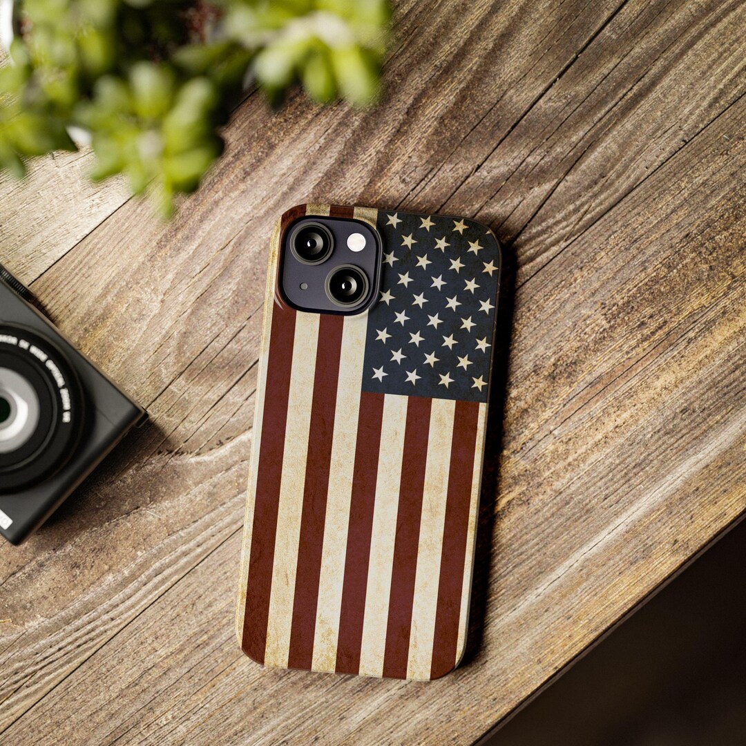 Slim Phone Cases - Rustic American Flag Design, Patriotic Phone Cover ...