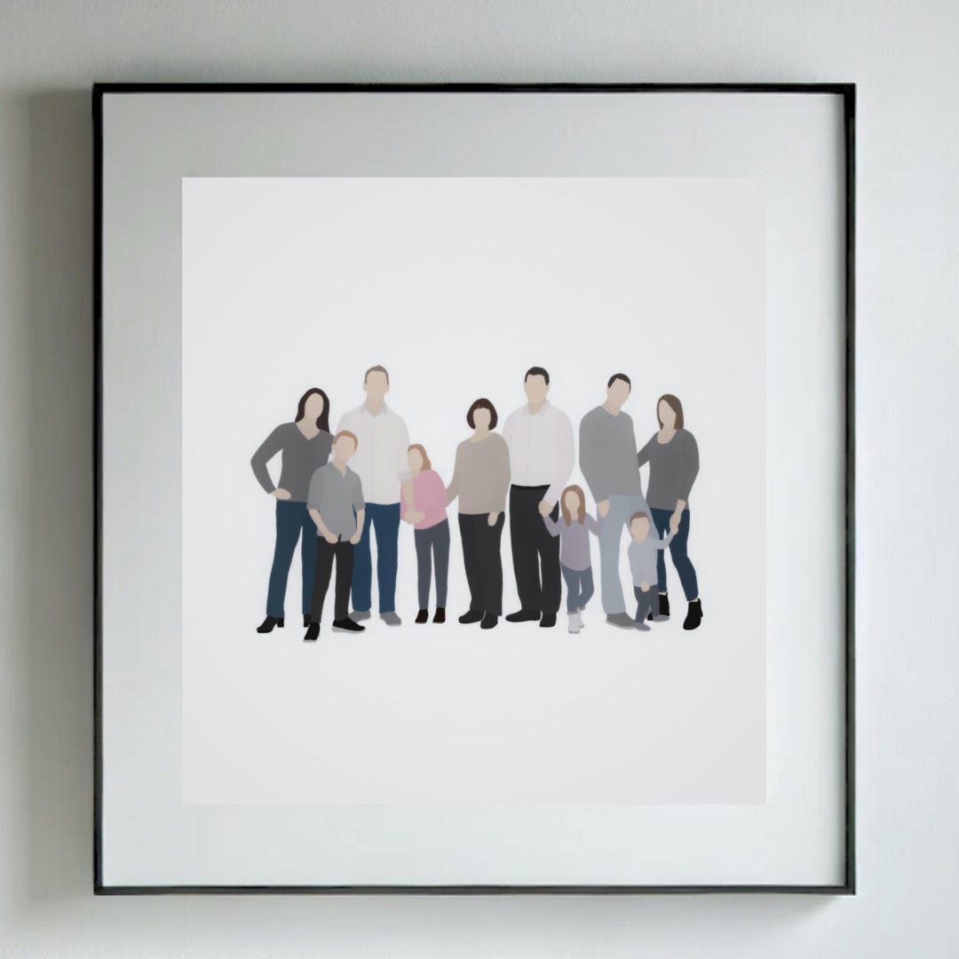 Custom Family Portrait Drawing, DIGITAL DOWNLOAD - Personalized Wallart ...