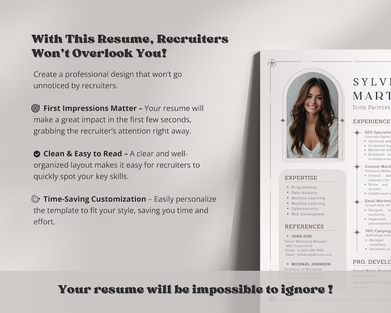 Aesthetic Resume Professional, Professional CV Template Canva, Resume ...