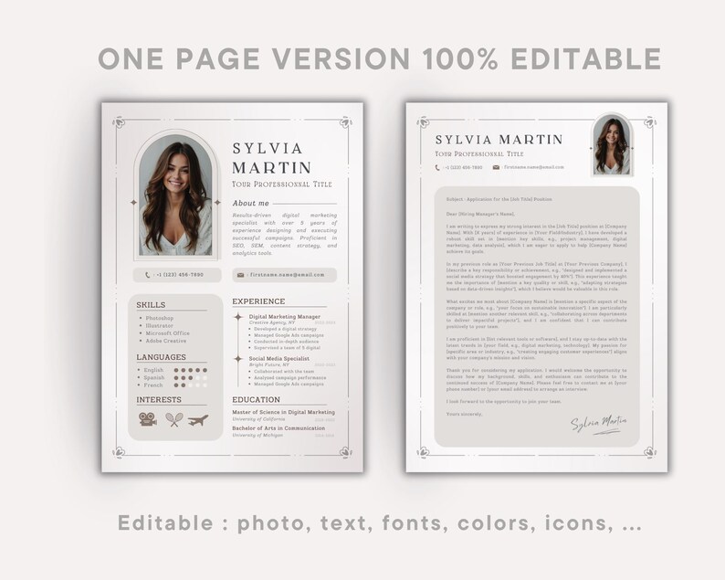 Aesthetic Resume Professional Modern & Professional Resume Resume With ...