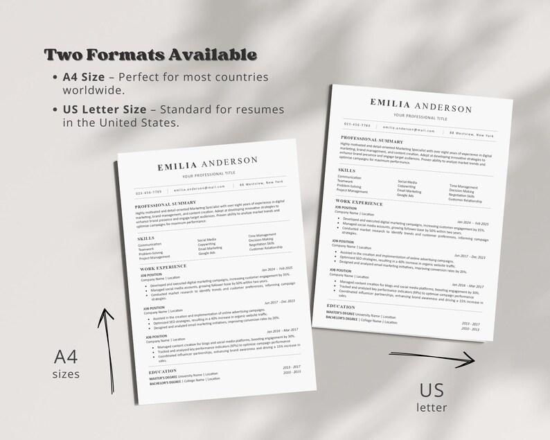 ATS Friendly Resume Template for Google Docs, Word and Pages, ATS ...