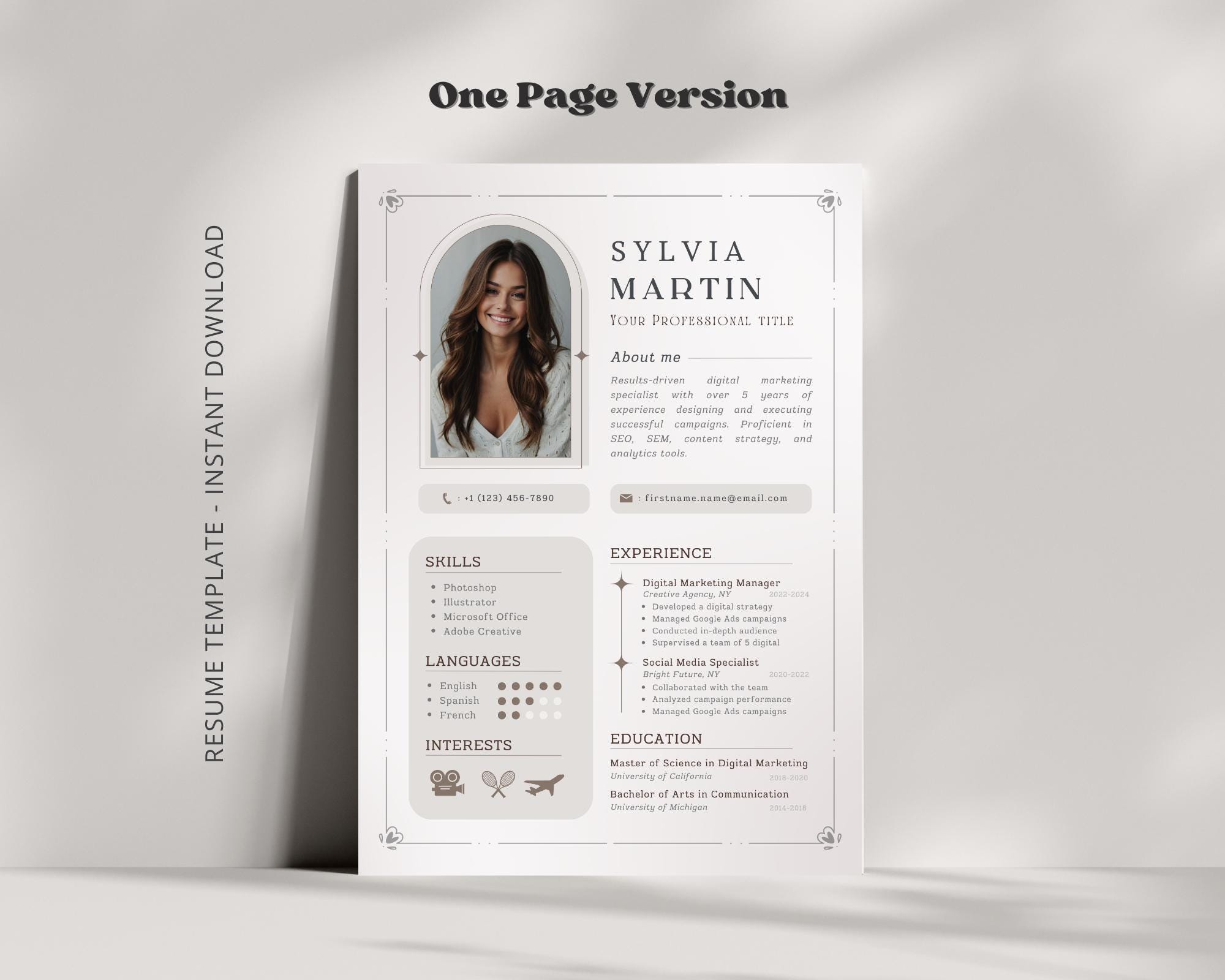 Aesthetic Resume Professional, Professional CV Template Canva, Resume ...