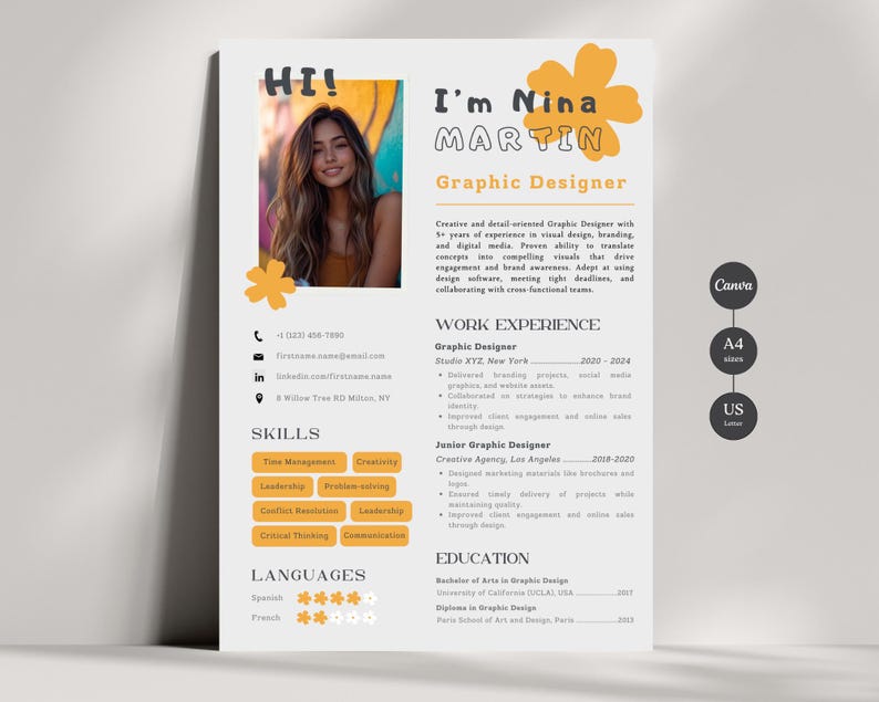 Graphic Designer Resume, Resume Template with Cover Letter, Modern Cv ...