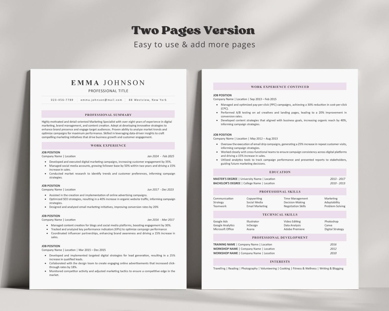 ATS Friendly Resume Template Word, Pages, Google Docs, ATS Resume, ATS ...