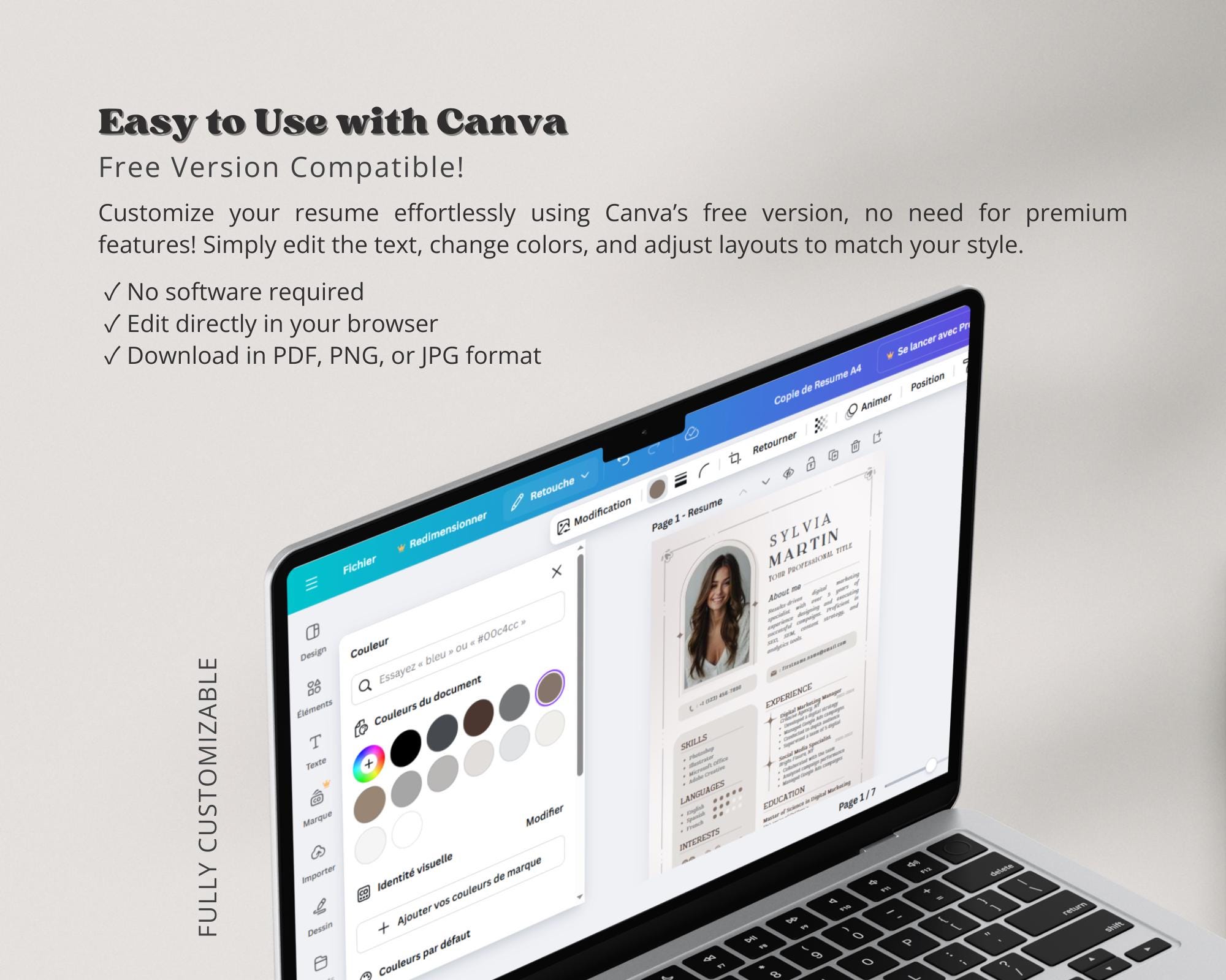 Aesthetic Resume Professional, Professional CV Template Canva, Resume ...
