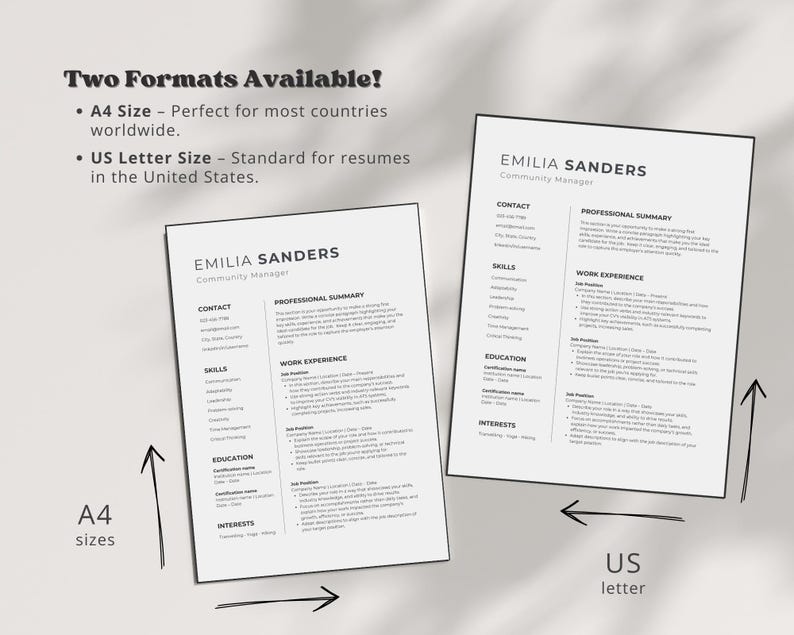 Minimal Resume Template Canva, Professional Resume Template, Cv ...
