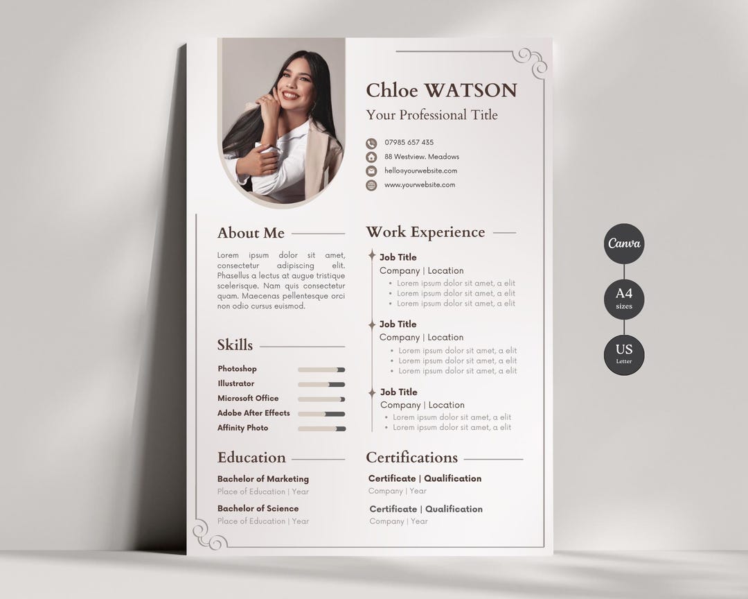 Aesthetic Resume Professional, Professional CV Template Canva, Resume ...