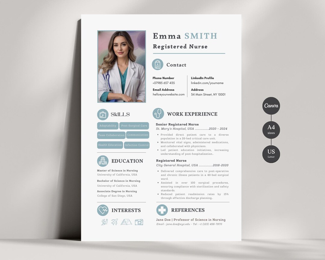 Medical Resume Template, Modern Resume Template With Cover Letter ...
