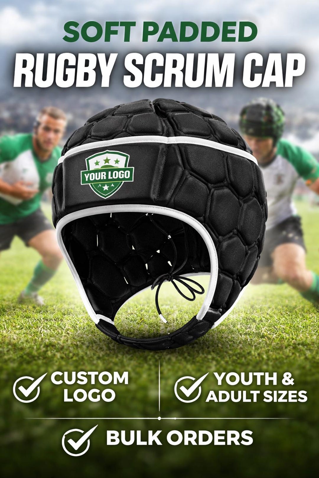 Rugby Scrum Cap – Soft Padded Custom Team Head Guard | Youth & Adult ...