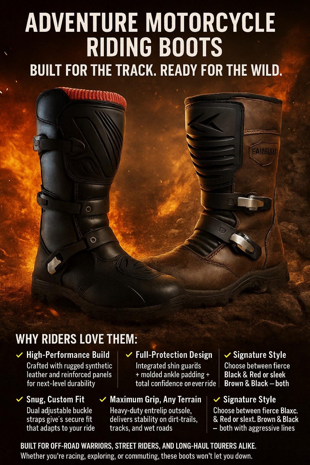 ADVENTURE MOTORCYCLE RIDING Boots for Unisex — Off-road Racing Shoes ...