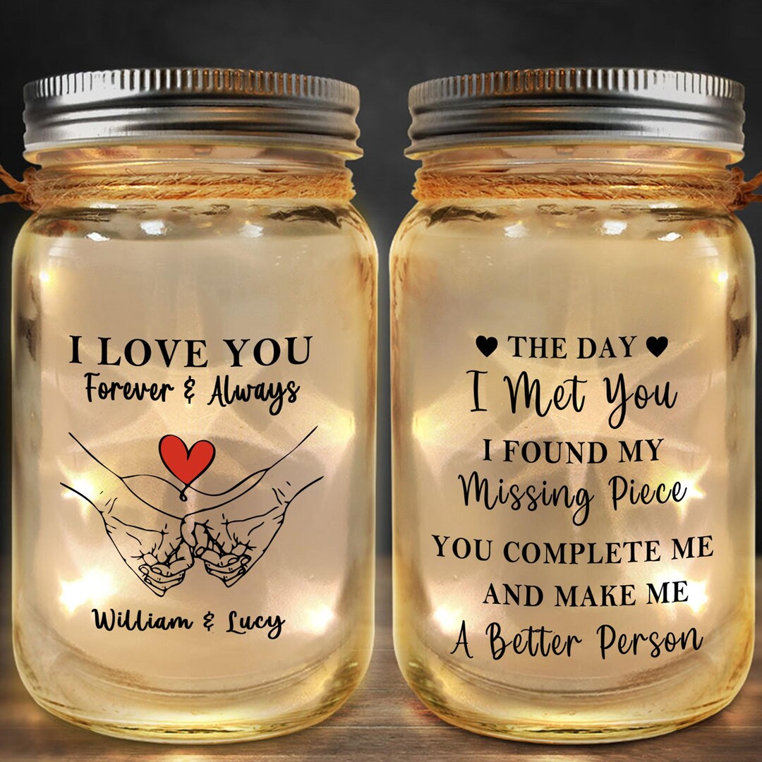 Custom Couple Pinky Promise Light up Jars, Personalized Name String ...