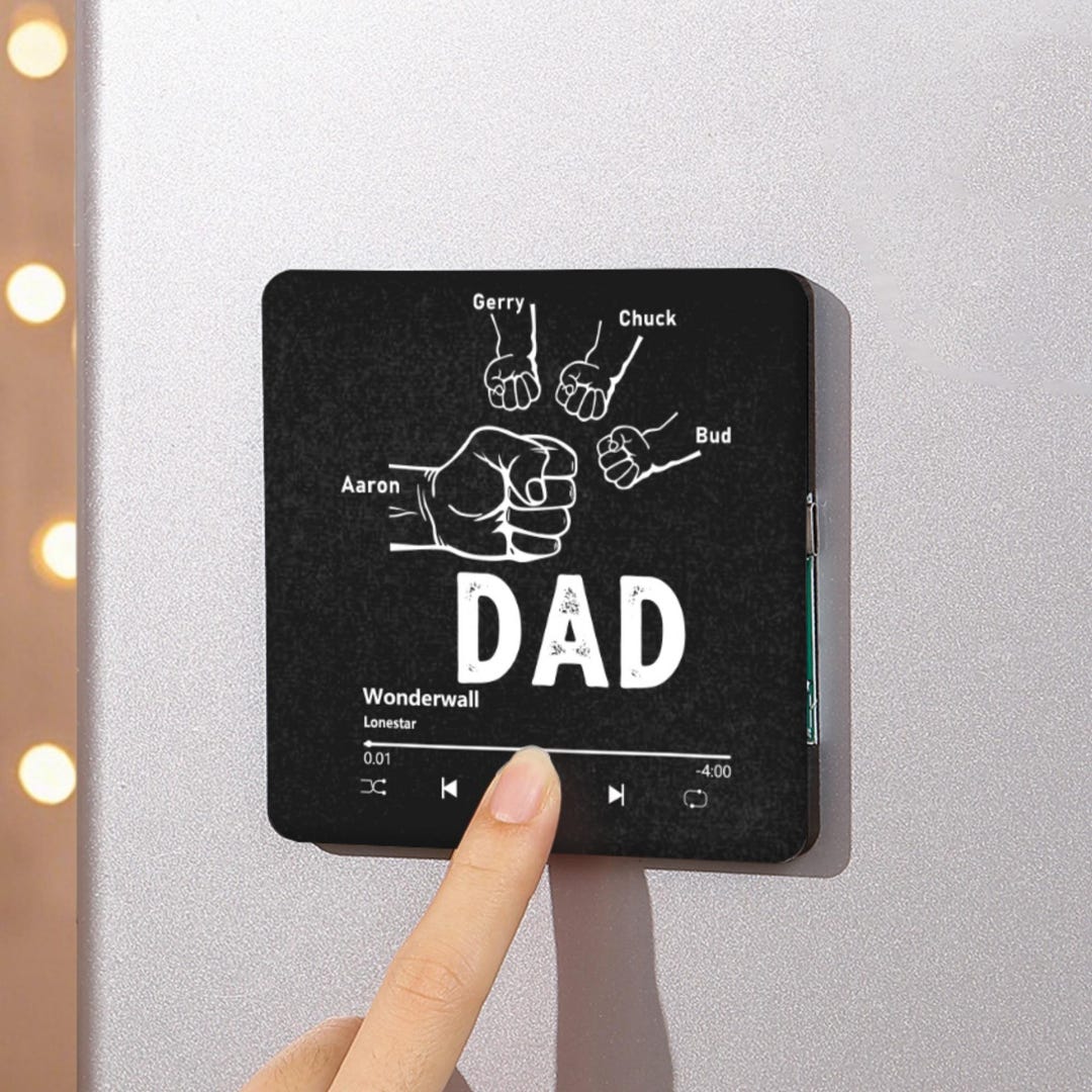 Custom Music Fridge Magnet With Kids Name, Personalized Song, Fist Bump ...