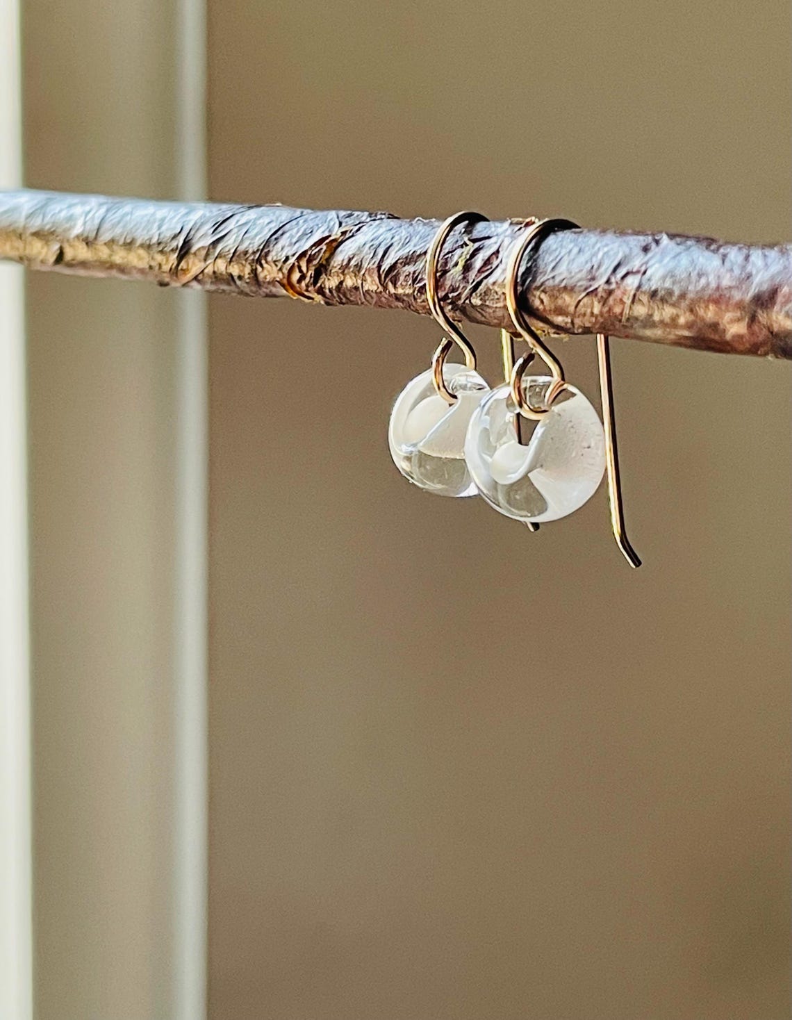 Water Droplet Earrings - Borosilicate Glass Teardrops on Gold Filled or ...