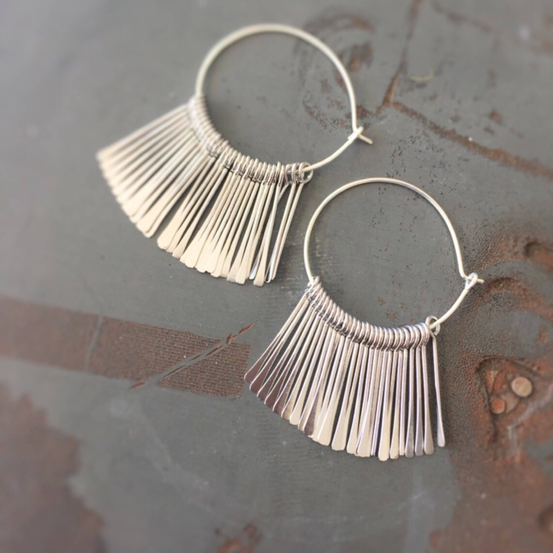 Egyptian Princess Earrings - Silver Fringe - Inspired by Papyrus Fronds ...