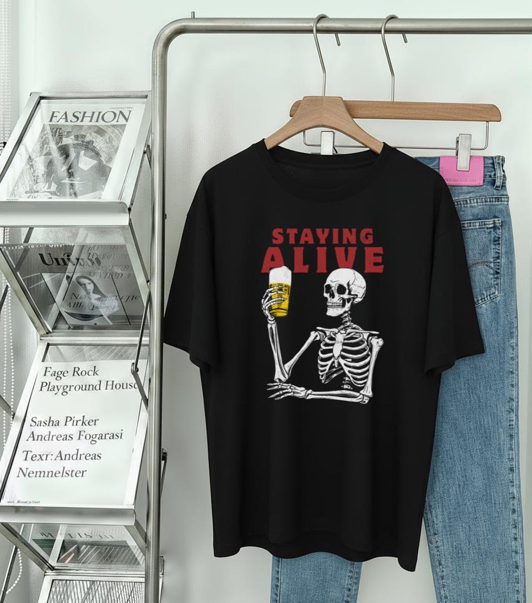 Staying Alive Skeleton Tee: Funny Goth Graphic Shirt - Etsy