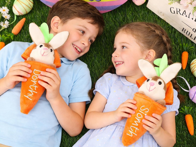 Personalized Easter Bunny Plush Keychain,custom Reversible Carrot Pouch ...
