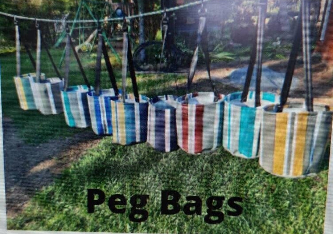 Peg Bag-clothes Peg Bag-hanging Peg Bag-peg Bucket Bag-stripped Peg Bag ...