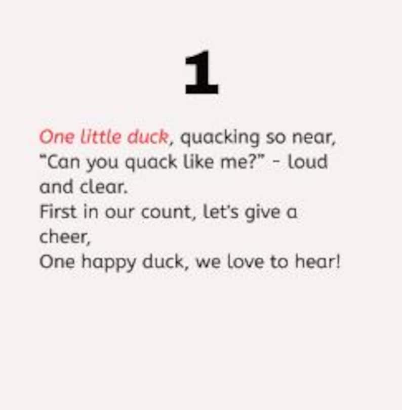 One Little Duck and Other Number Rhymes for Young Children - Etsy