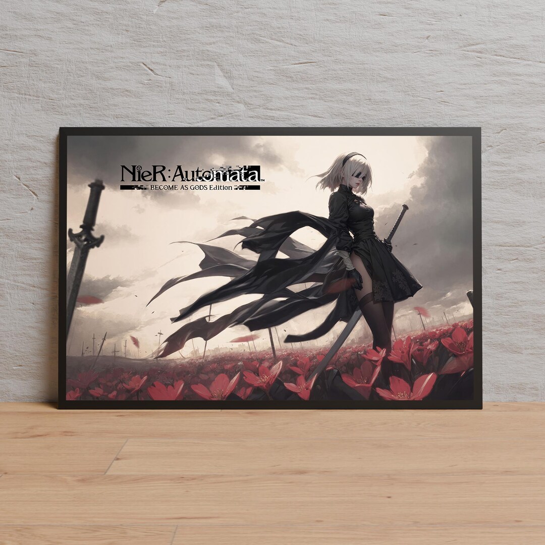 Nier Automata Poster, 2B Wall Art, Game Poster, Rolled Canvas Print ...