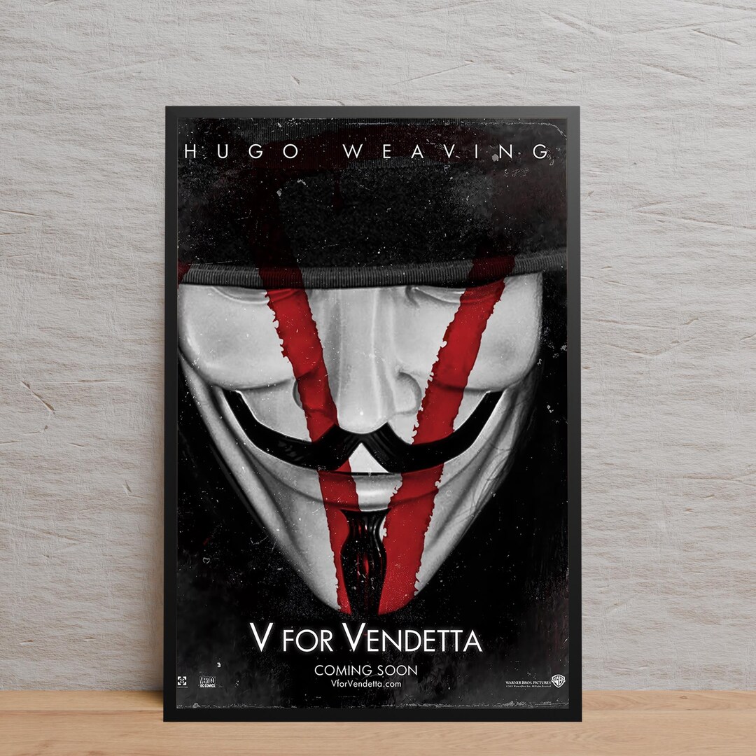 V for Vendetta Poster, V Wall Art, Rolled Canvas Print, Room Decor ...