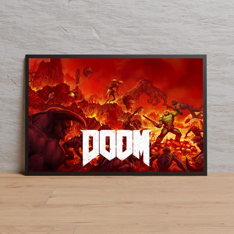 Doom Poster, Eternal Wall Art, Doom Slayer Poster Rolled Canvas Print ...