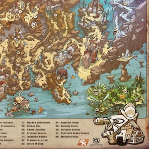 Borderlands Map, Pandora Wall Art, Borderlands Game Poster Rolled ...