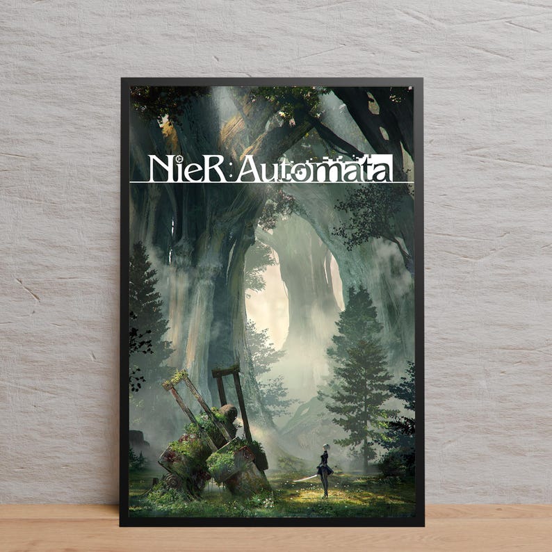 Nier Automata Poster, 2B Wall Art, Game Poster, Rolled Canvas Print ...