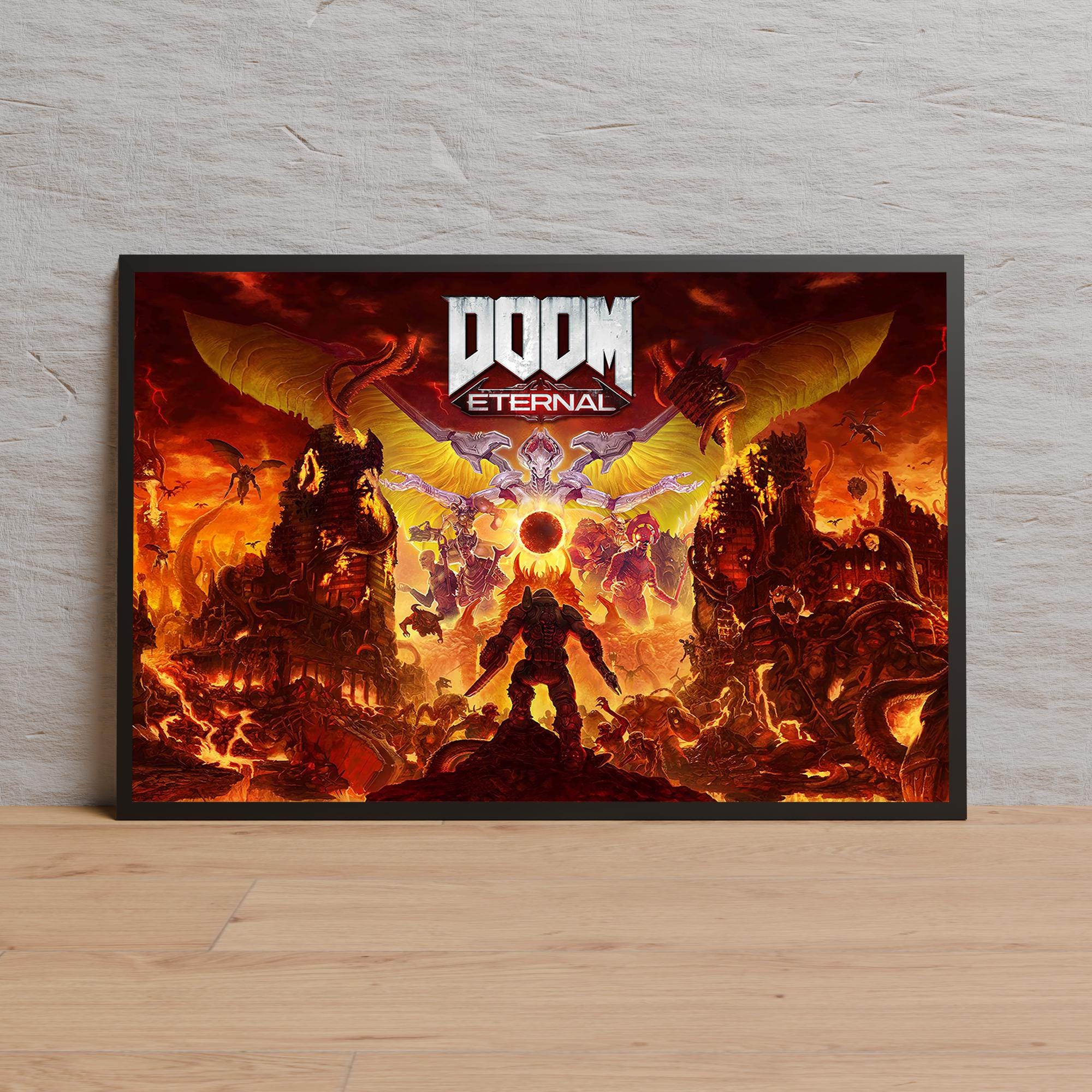 Doom Poster, Eternal Wall Art, Doom Slayer Poster Rolled Canvas Print ...