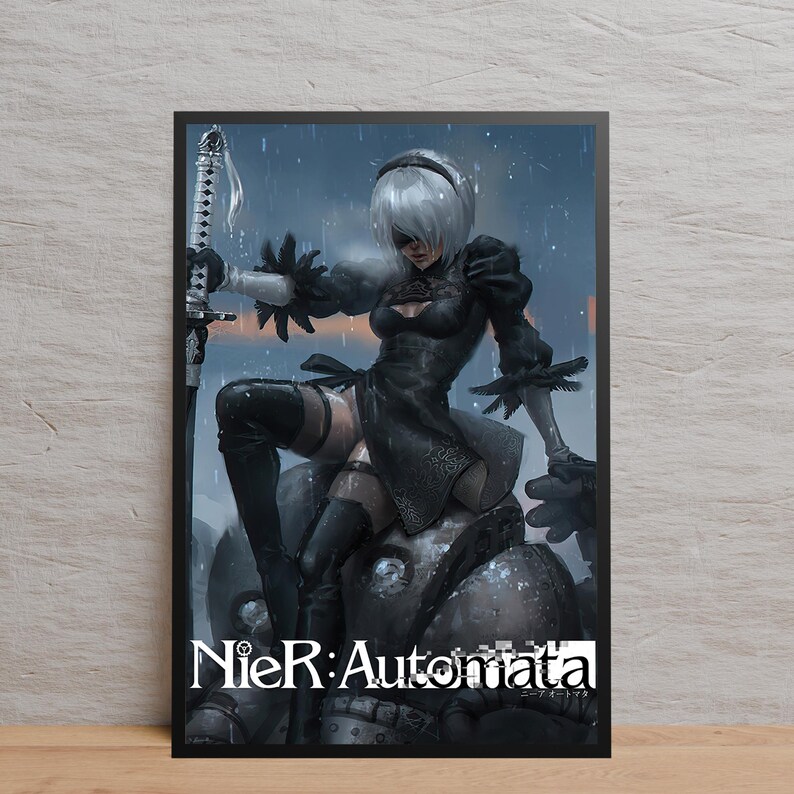 Nier Automata Poster, 2B Wall Art, Game Poster, Rolled Canvas Print, Room Decor, Gamer Wall ...