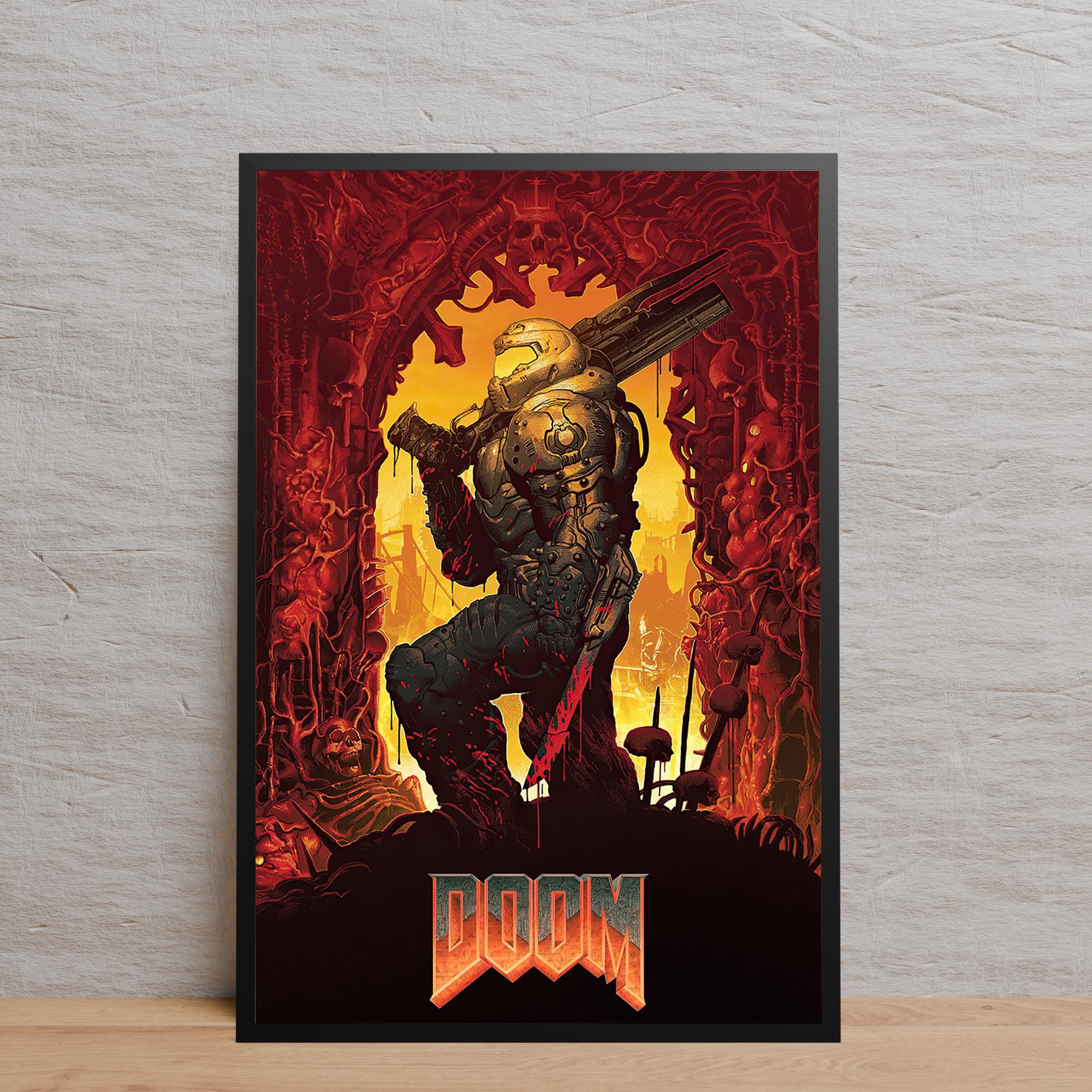 Doom Poster, Eternal Wall Art, Doom Slayer Poster Rolled Canvas Print ...
