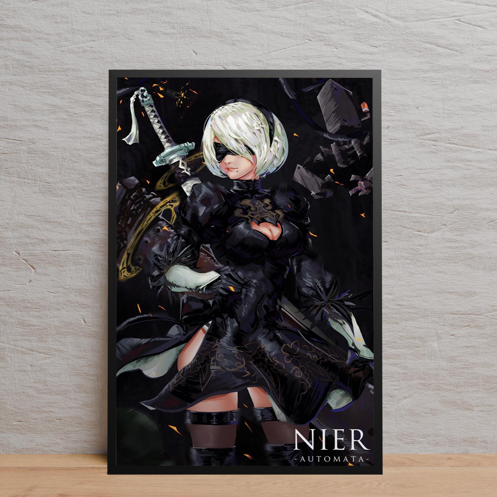 Nier Automata Poster, 2B Wall Art, Game Poster, Rolled Canvas Print ...