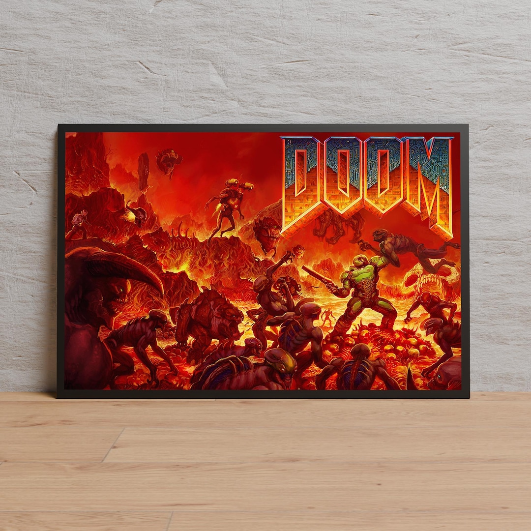 Doom Poster, Eternal Wall Art, Doom Slayer Poster Rolled Canvas Print ...