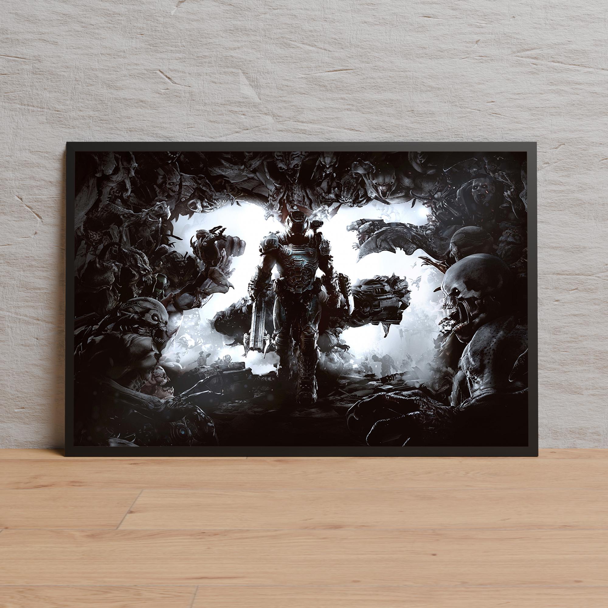 Doom Poster, Eternal Wall Art, Doom Slayer Poster Rolled Canvas Print ...