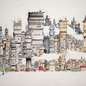 A Crowded City - Original Art Print - Etsy