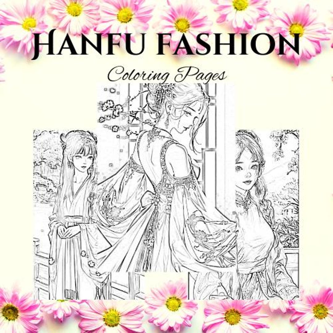 Coloring Pages for Download, Coloring for Adults, Traditional Hanfu ...