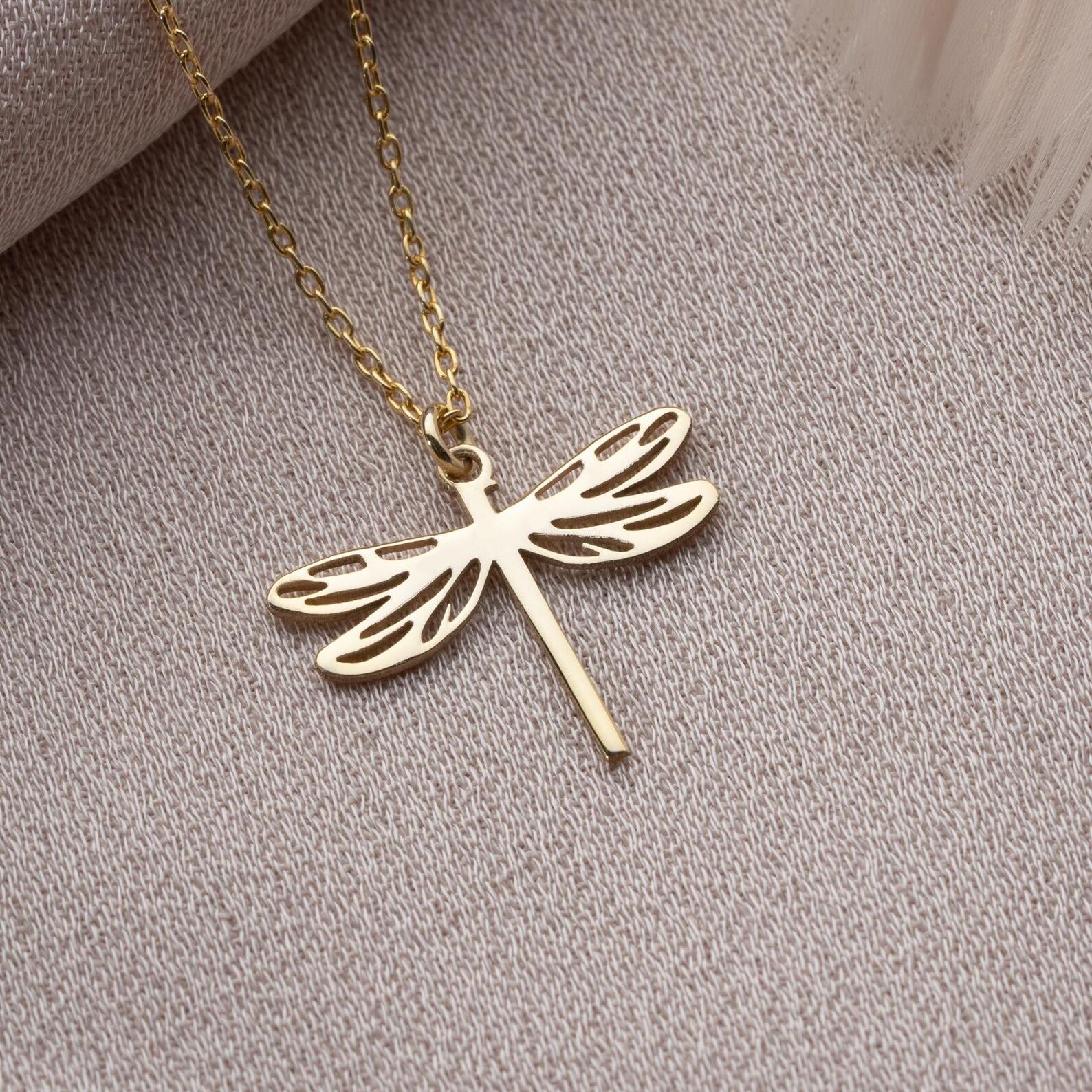 Silver Dragon Fly Necklace, 14k Solid Gold Tiny Dragonfly Necklace, Bug ...