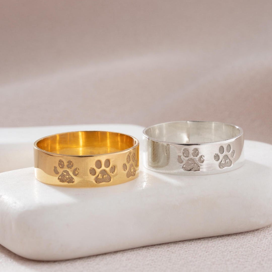 Pet Paw Ring, Personalized Paw Print Ring, Dog Mom Gift, Pet Memorial ...