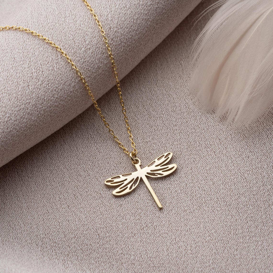 Silver Dragon Fly Necklace, 14k Solid Gold Tiny Dragonfly Necklace, Bug ...