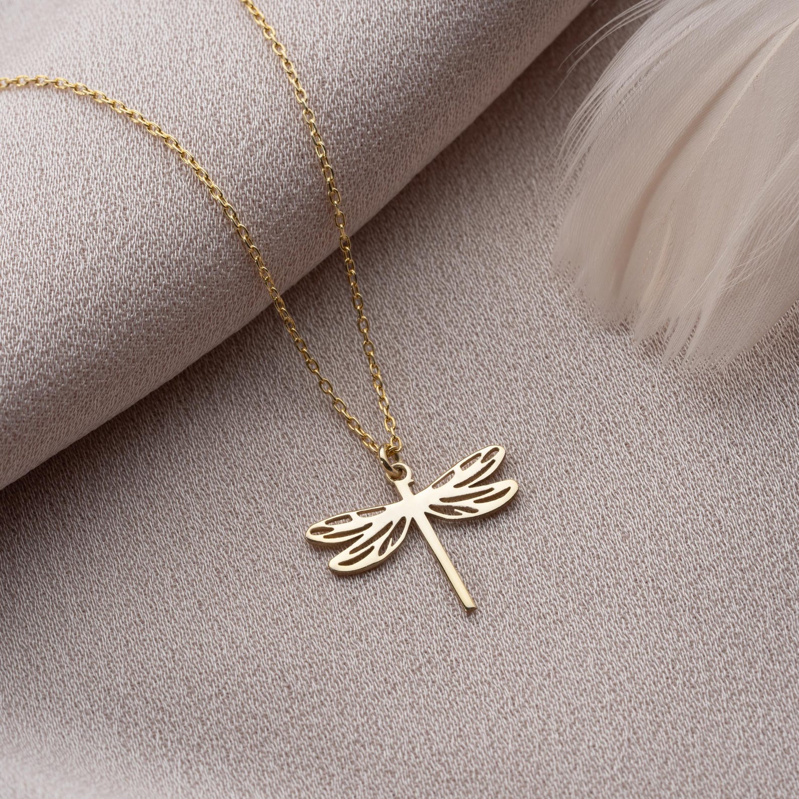 Silver Dragon Fly Necklace, 14k Solid Gold Tiny Dragonfly Necklace, Bug ...