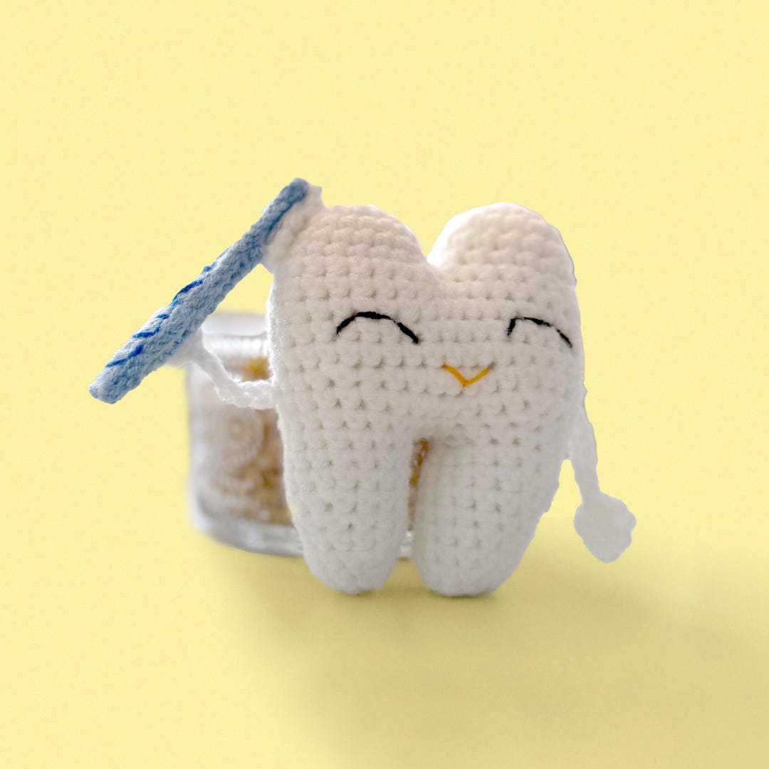Crochet Stuffed Tooth With Customized Colored Brush - First Tooth Idea ...