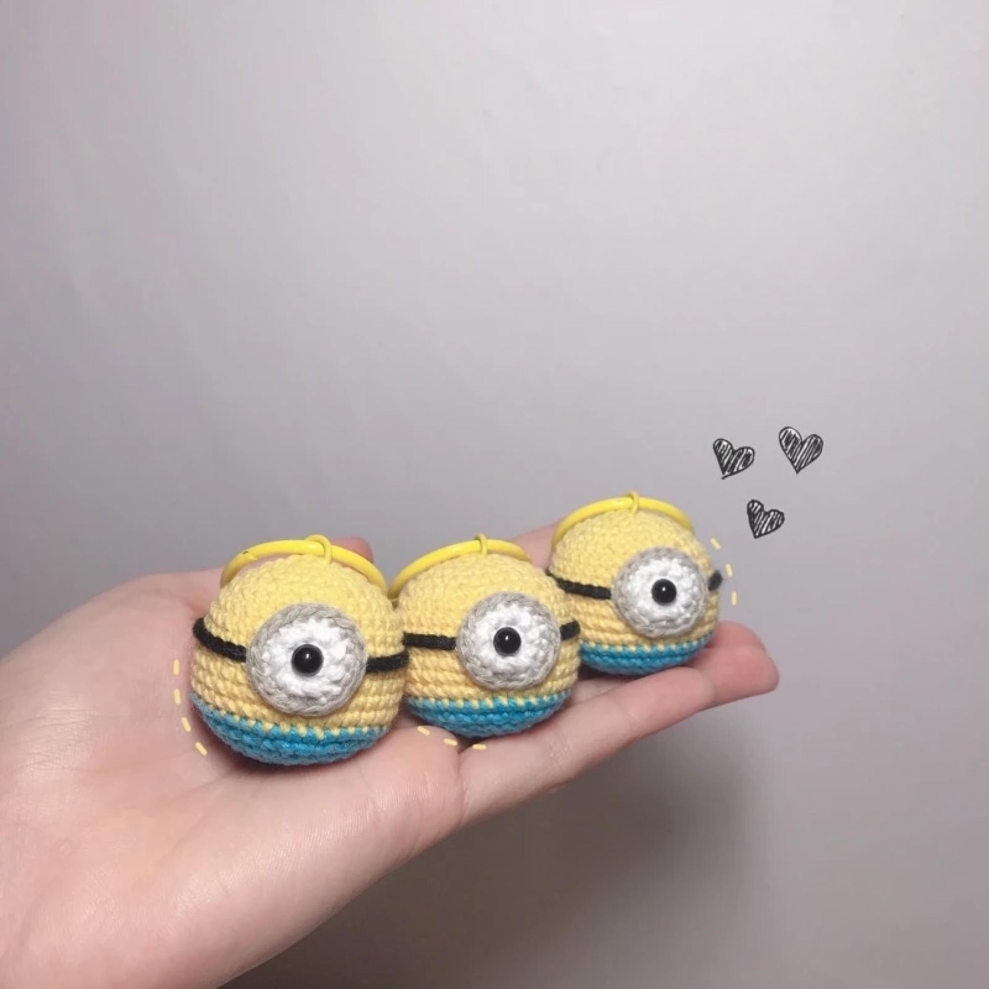 Handmade Crochet Cute Cartoon Character Keychain With Bell Handmade ...