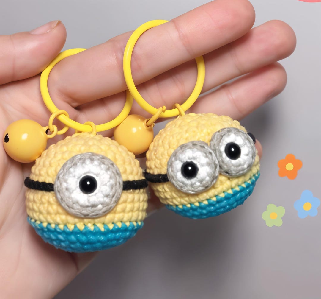 Handmade Crochet Cute Cartoon Character Keychain With Bell Handmade ...