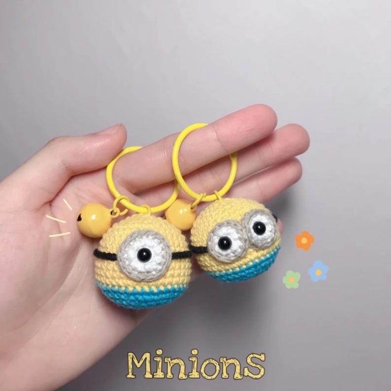 Handmade Crochet Cute Cartoon Character Keychain With Bell Handmade ...
