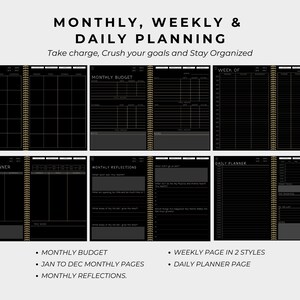 Undated Dark Mode All in One Digital Planner (ebony Black) - Etsy